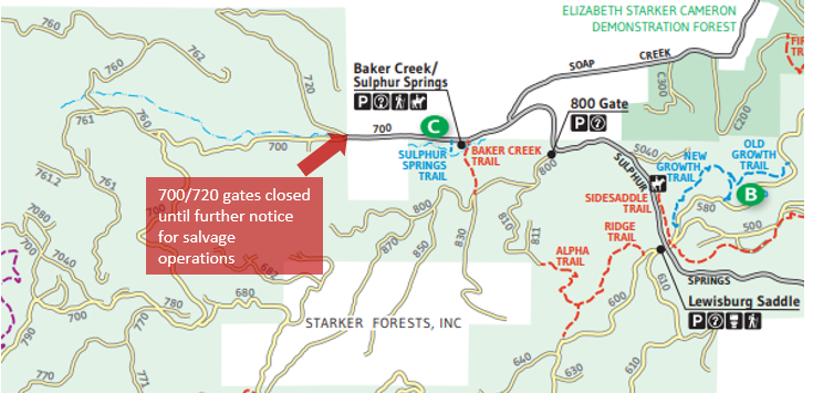 Salvage operations and 700/720 gate closure on McDonald Forest ...